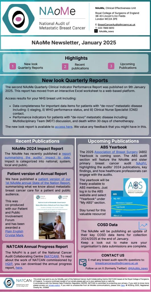 NAoMe Newsletter, January 2025 - National Cancer Audit Collaborating Centre